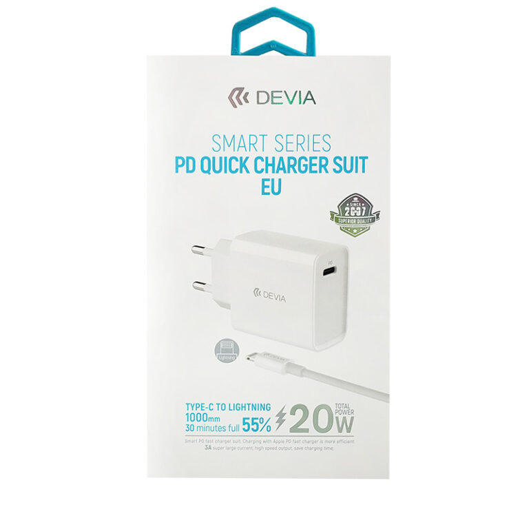 Kit Cargador Devia con Cable Tipo C a Lightning 20w 6293 – Moch.cl